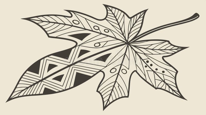 Stylized Leaf with Intricate Patterns Nature Decorative Element Vector ...
