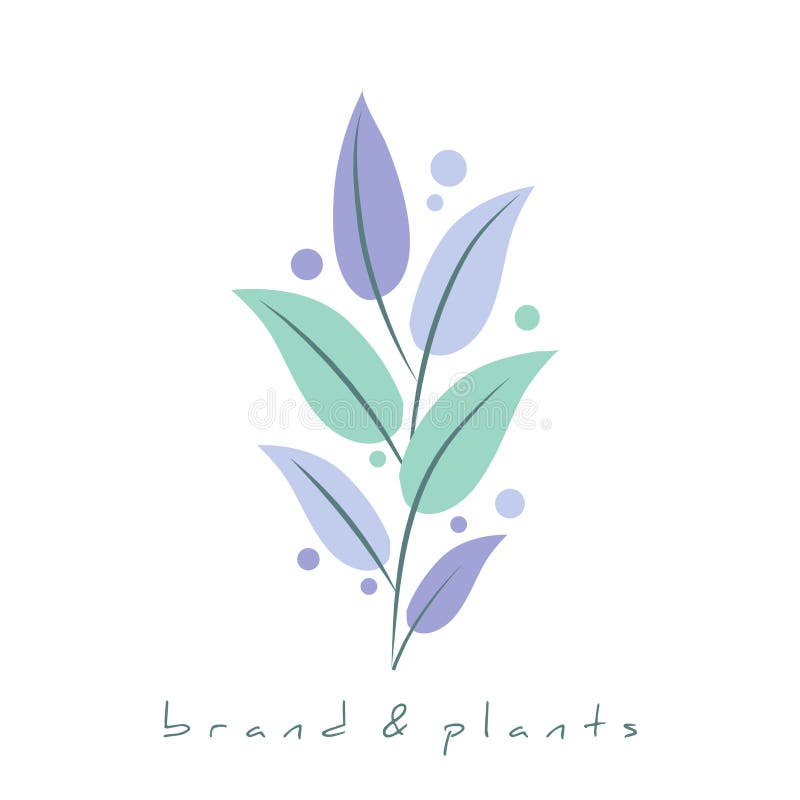 Stylized Leaves Symbol Branding Illustration Isolated on White ...