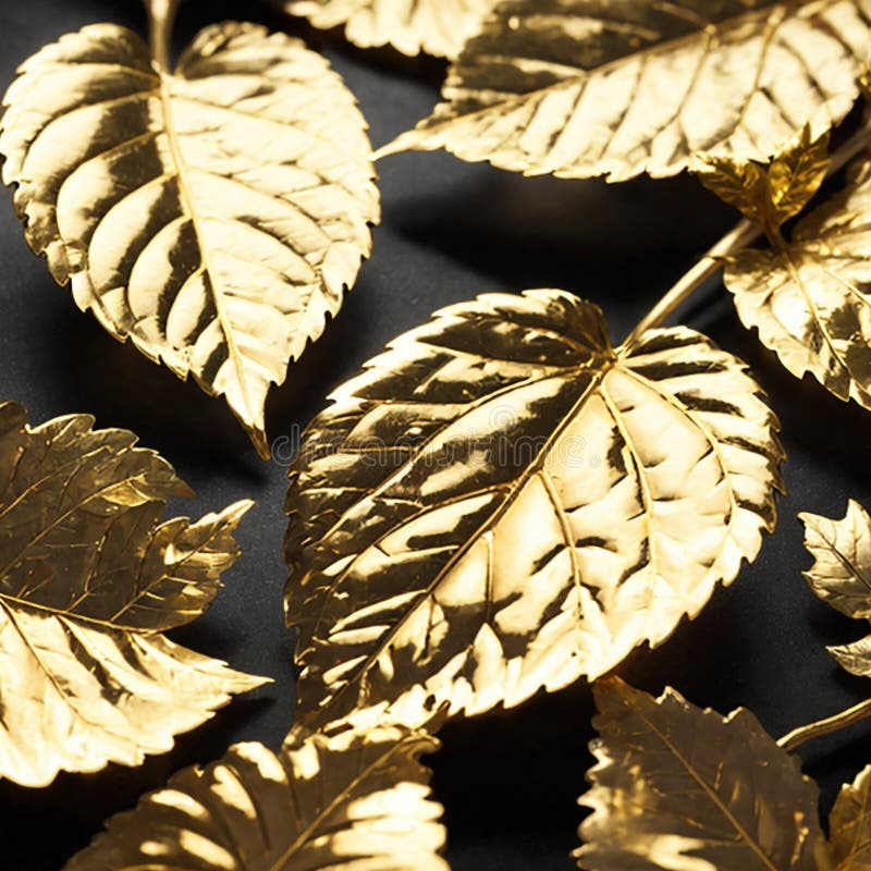 Stylized Leaves Under Gold, Golden Beautiful Leaves Stock Illustration ...