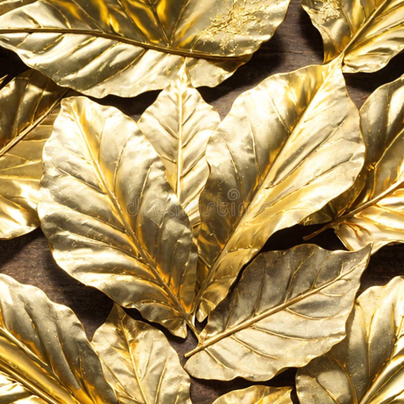 Stylized Leaves Under Gold, Golden Beautiful Leaves Stock Illustration ...