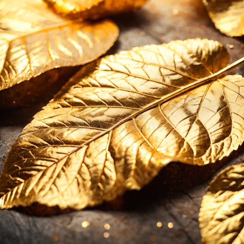 Stylized Leaves Under Gold, Golden Beautiful Leaves Stock Illustration ...