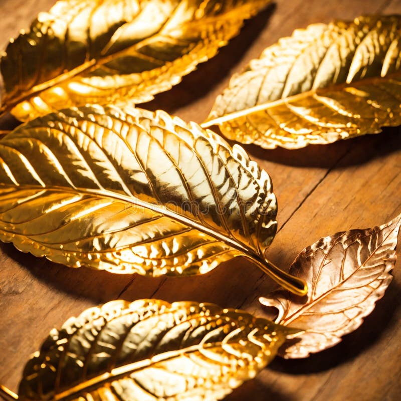 Stylized Leaves Under Gold, Golden Beautiful Leaves Stock Illustration ...