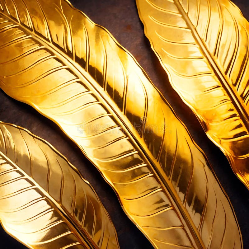 Stylized Leaves Under Gold, Golden Beautiful Leaves Stock Illustration ...
