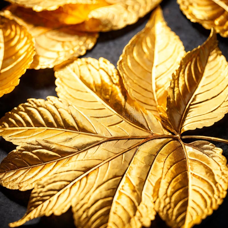 Stylized Leaves Under Gold, Golden Beautiful Leaves Stock Illustration ...