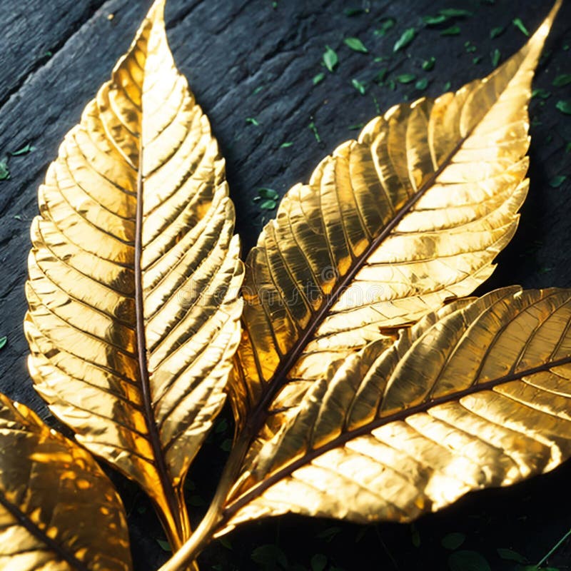 Stylized Leaves Under Gold, Golden Beautiful Leaves Stock Illustration ...
