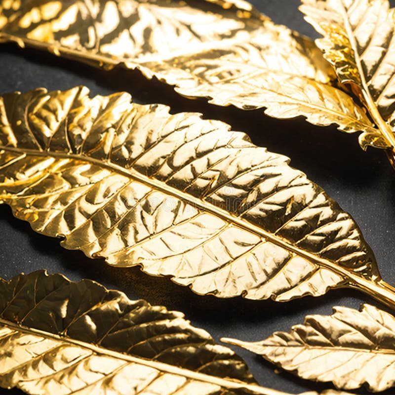 Stylized Leaves Under Gold, Golden Beautiful Leaves Stock Illustration ...