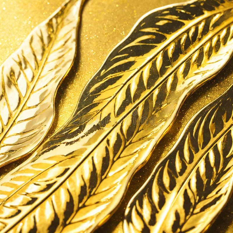 Stylized Leaves Under Gold, Golden Beautiful Leaves Stock Illustration ...