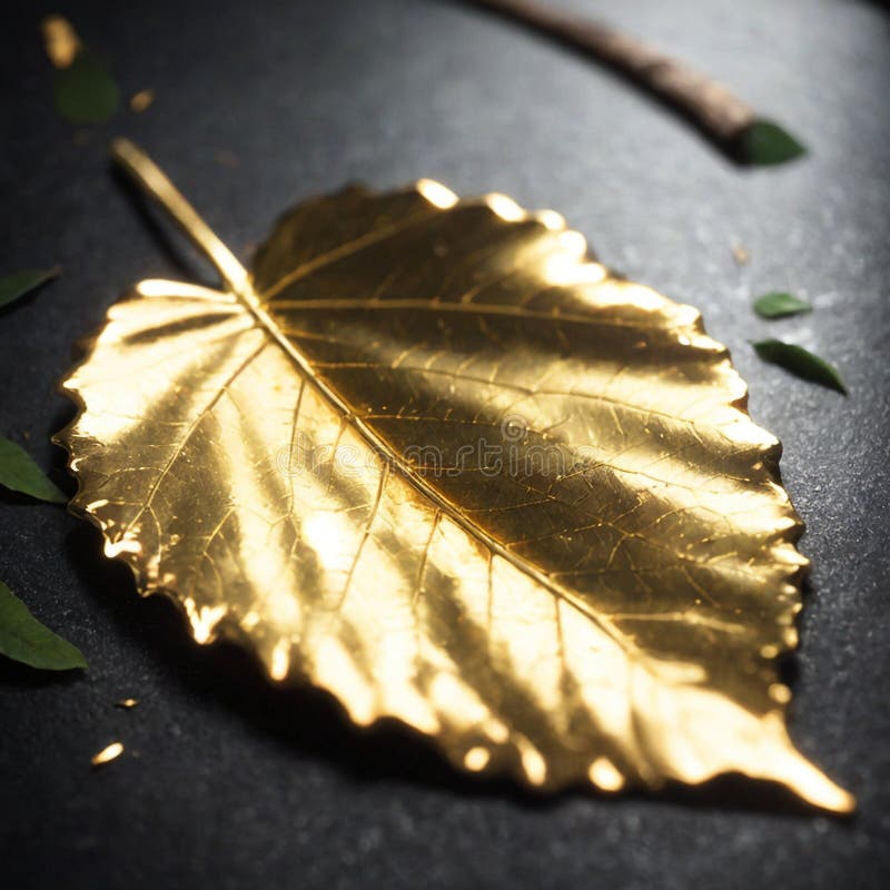 Stylized Leaves Under Gold, Golden Beautiful Leaves Stock Photo - Image ...