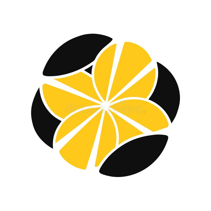 Stylized Lemon Slice Icon with Yellow Segments Stock Vector ...