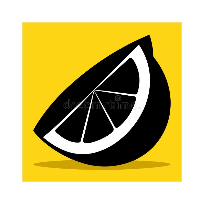 Stylized Lemon Slice on Yellow Background Stock Vector - Illustration ...