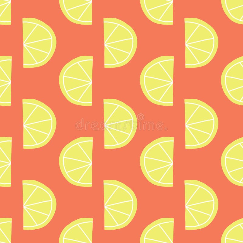 Stylized Lemon Slices Seamless Vector Pattern. Contemporary Fruit ...