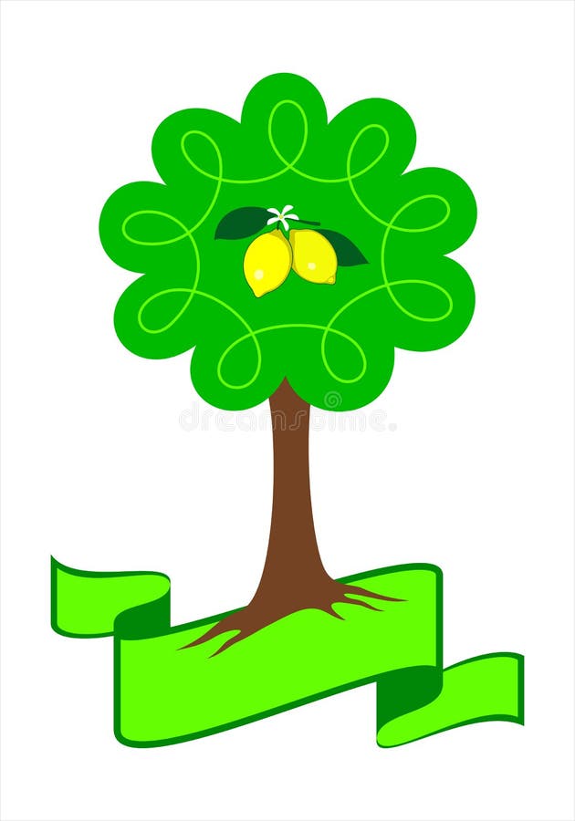 Stylized lemon tree logo. stock vector. Illustration of silhouette ...