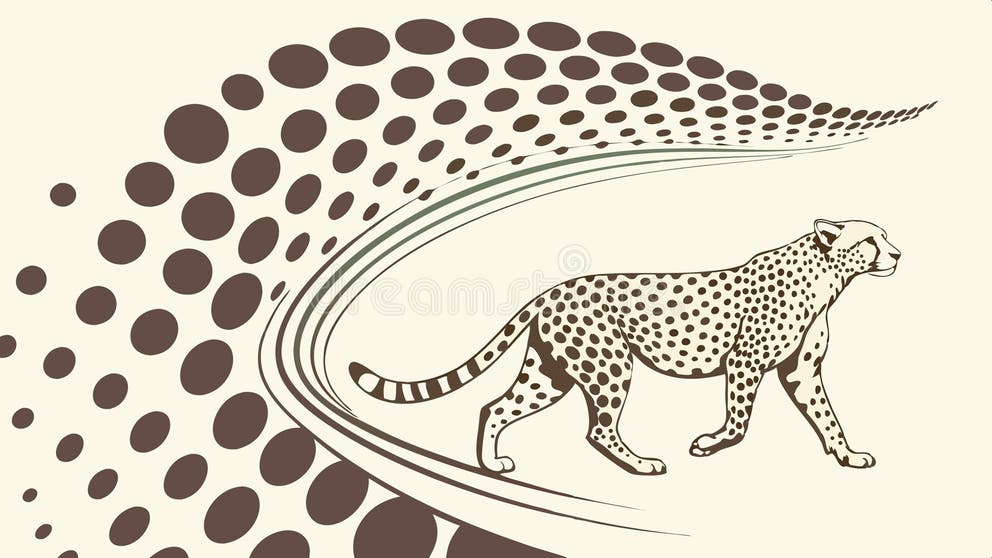 Stylized Leopard or Cheetah Animal with Dot Pattern Design Vector ...