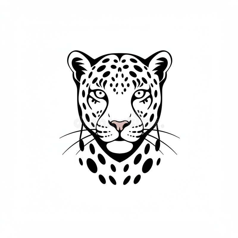 Stylized Leopard (Panthera Pardus) Head Illustration Featuring Bold ...