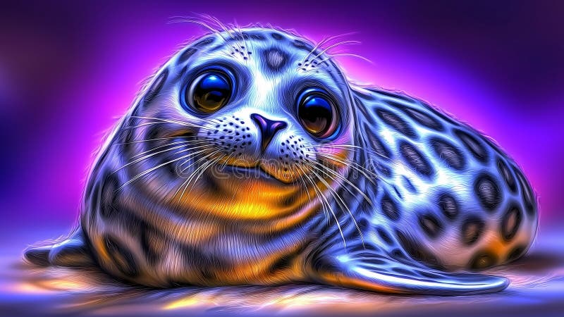 Stylized Leopard Seals with Expressive Features Stock Illustration ...
