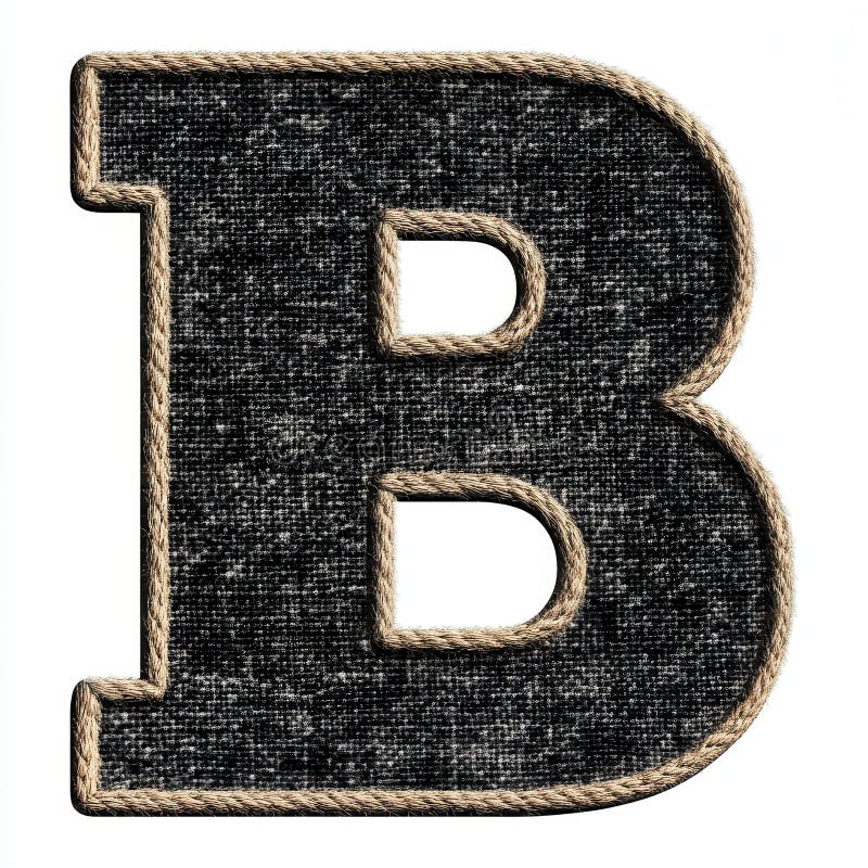 A Stylized Letter "B" Designed with a Denim Texture and Rope Outline ...