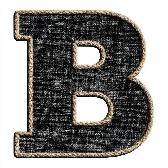 A Stylized Letter "B" Designed with a Denim Texture and Rope Outline ...