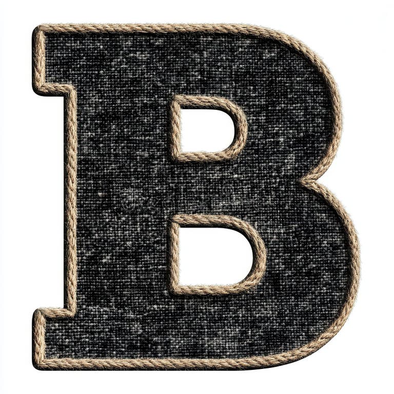 A Stylized Letter "B" Designed with a Denim Texture and Rope Outline ...