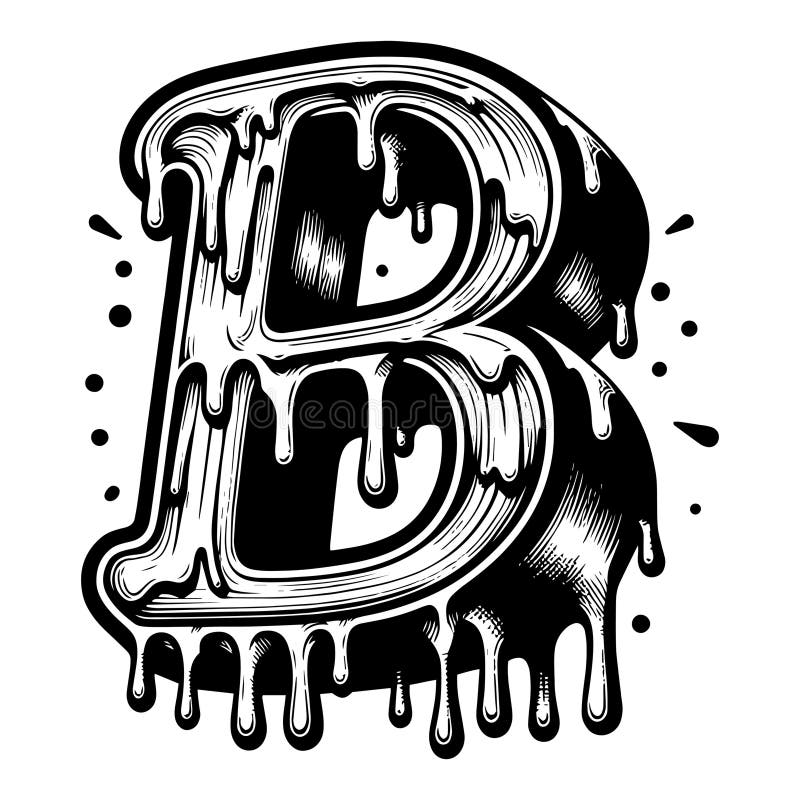 Dripping Black Letter B Design for Creative Projects. Generative Ai ...