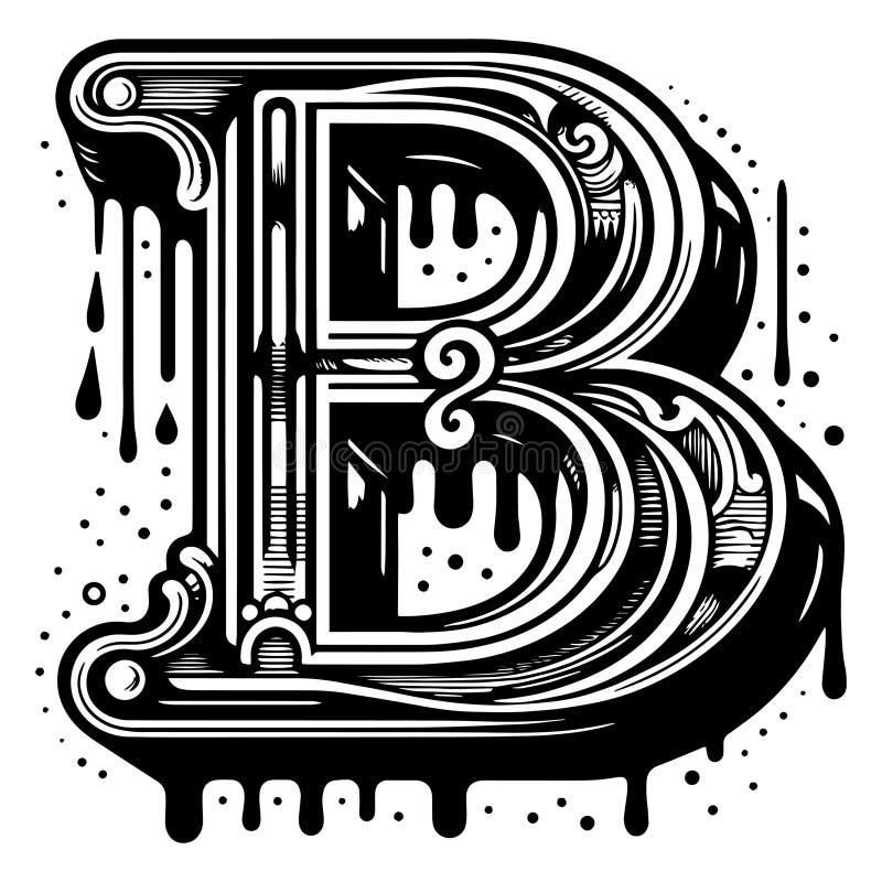 Dripping Black Letter B Design for Creative Projects. Generative Ai ...