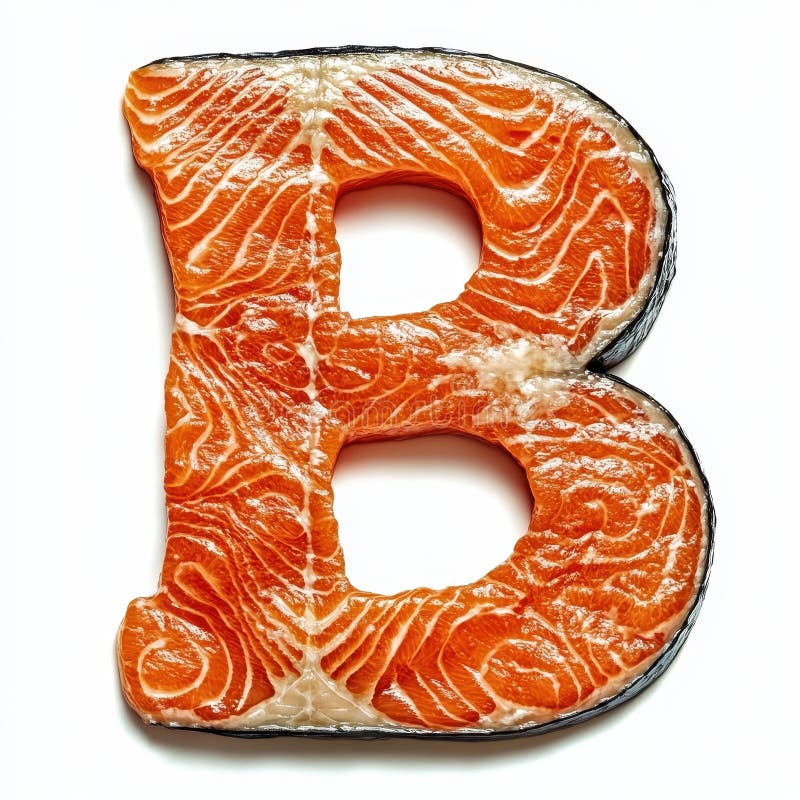 A Stylized Letter "B" Made from Salmon, Showcasing Food Art Stock ...