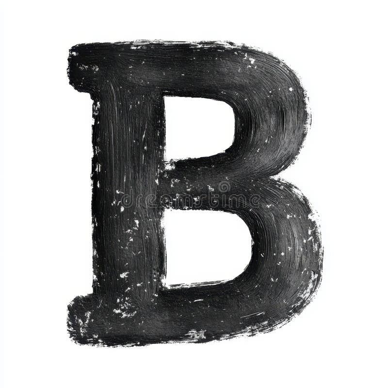 A Stylized Letter "B" Painted in a Textured Black Finish on a White ...