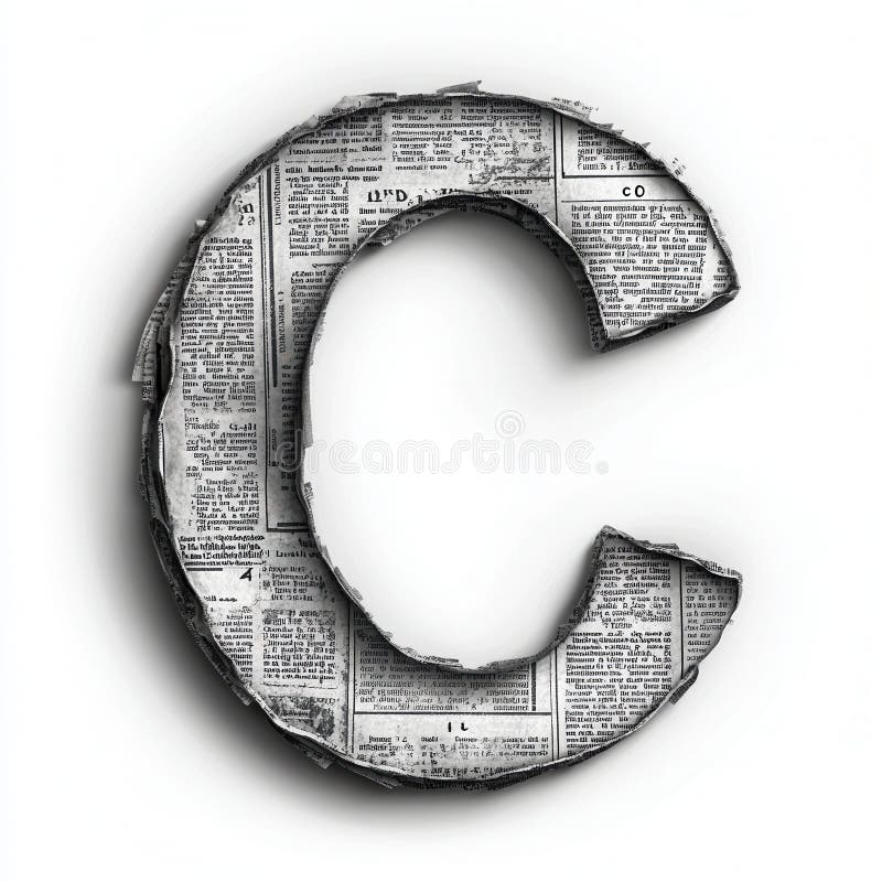A Stylized Letter "C" with a Newspaper Texture, Showcasing a Creative ...