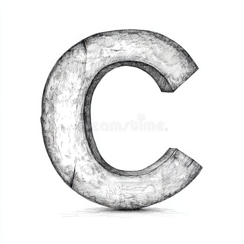 A Stylized Letter "C" with a Textured, Three-dimensional Appearance ...