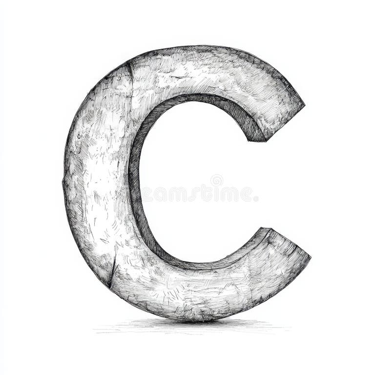 A Stylized Letter "C" with a Textured, Three-dimensional Appearance ...
