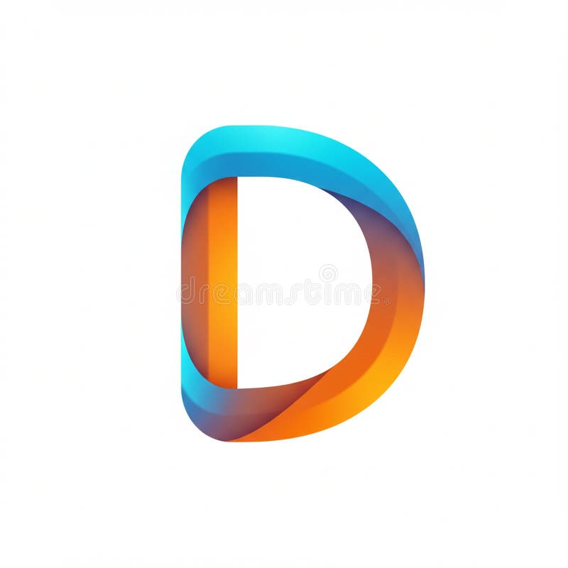A Stylized Letter "D" Composed of Overlapping Gradient Strands in Blue ...