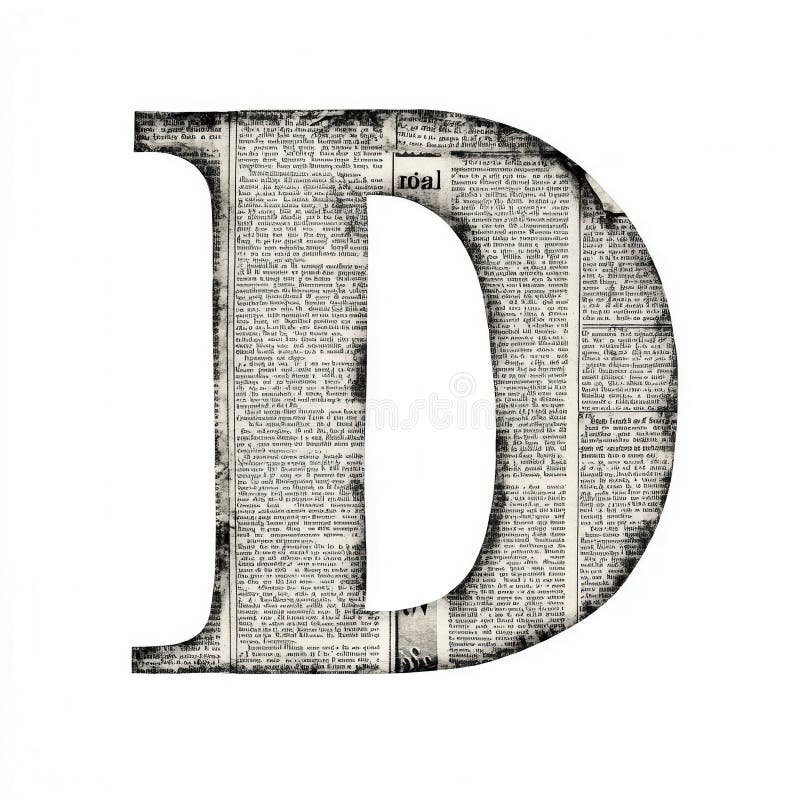 A Stylized Letter "D" Filled with Newspaper Text, Showcasing a Creative ...