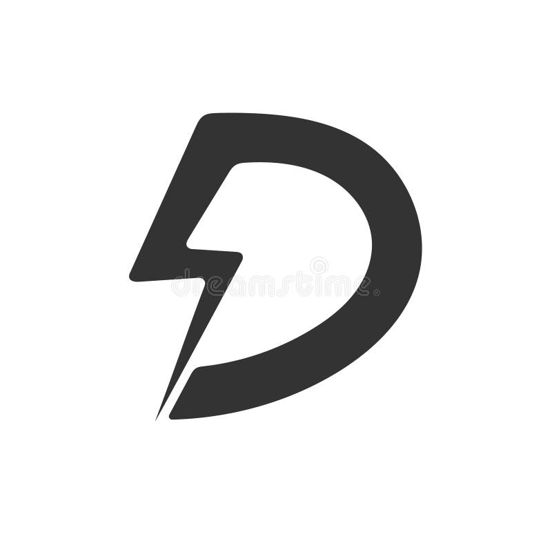 Stylized Letter D with Lightning and a Semicircle. Illustration for ...