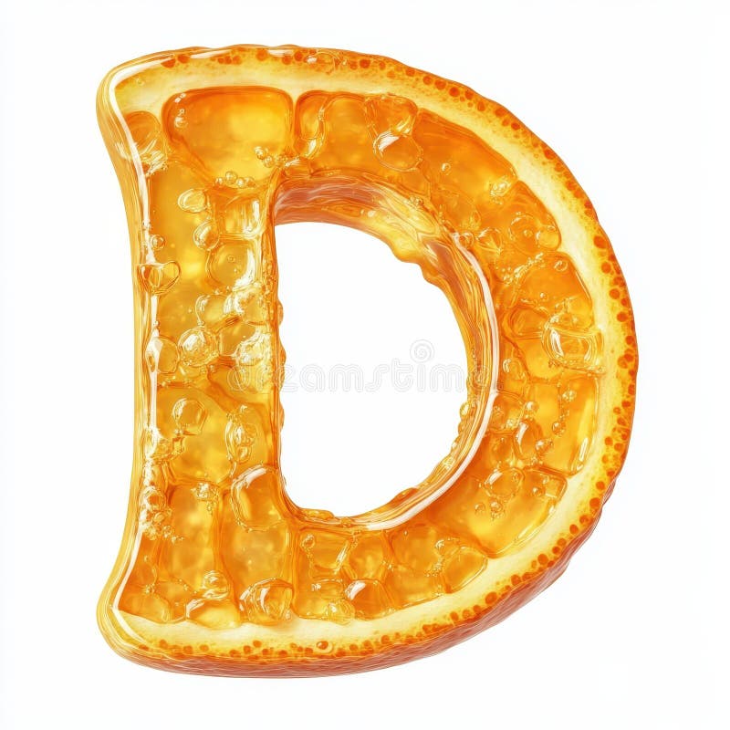 A Stylized Letter "D" Made of Amber-colored Jelly or Candy with a ...