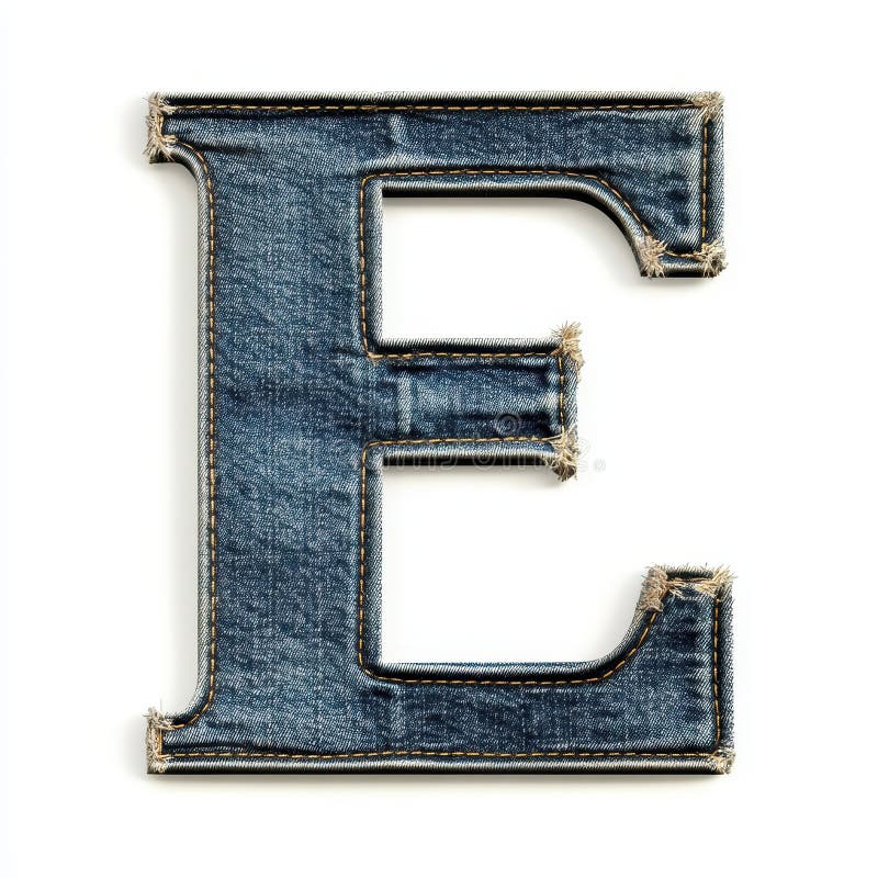 A Stylized Letter E Made of Denim Fabric, Showcasing Texture and Design ...