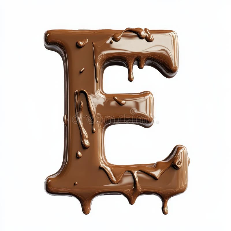 A Stylized Letter "E" Made of Dripping Chocolate, Showcasing a Playful ...
