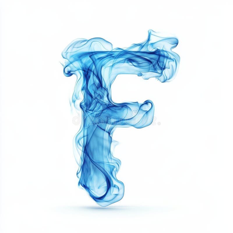 A Stylized Letter "F" Created with Blue Smoke Effects on a White ...