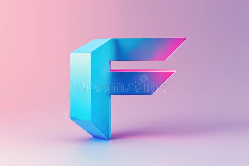 A Stylized Letter F on a Pink and Blue Background, Simple Design for ...