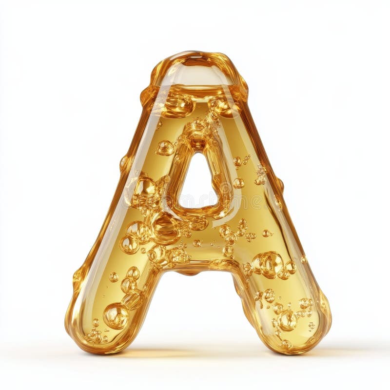 A Stylized Letter "a" Filled with a Bubbly Golden Liquid Stock ...