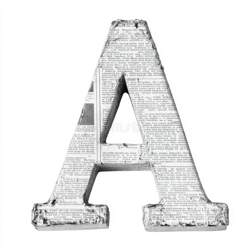 A Stylized Letter "a" Filled with Newspaper Print, Emphasizing ...