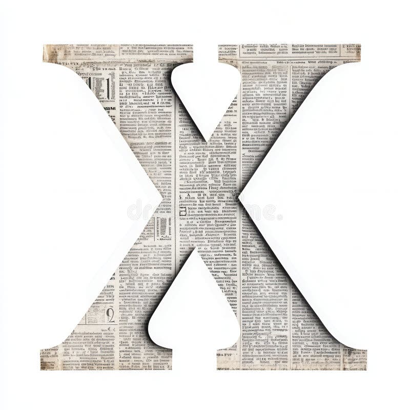 A Stylized Letter X Filled with Newspaper Text, Showcasing a Creative ...