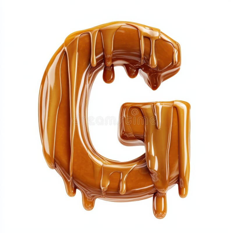 A Stylized Letter "G" Covered in a Glossy, Dripping Caramel-like ...