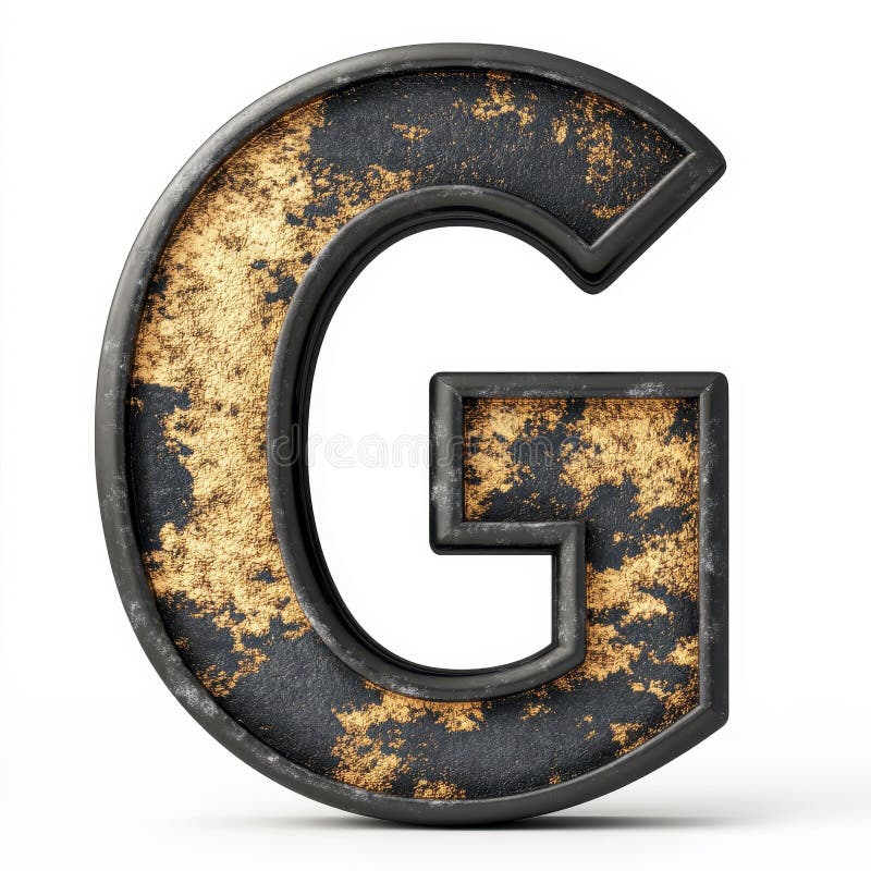 A Stylized Letter "G" with a Textured Metallic and Gold Finish Stock ...