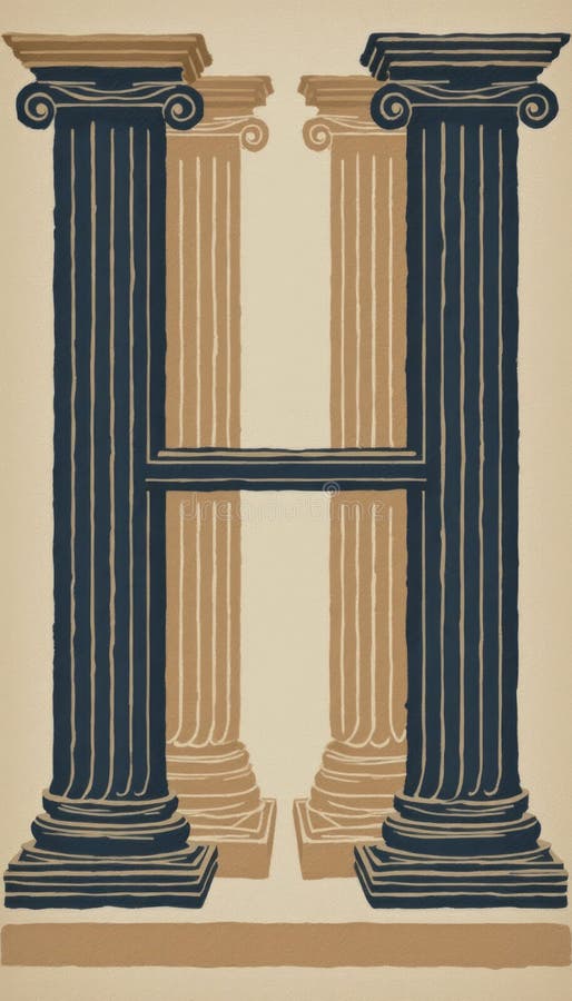Stylized Letter H Framed Classical Columns Stock Photos - Free ...