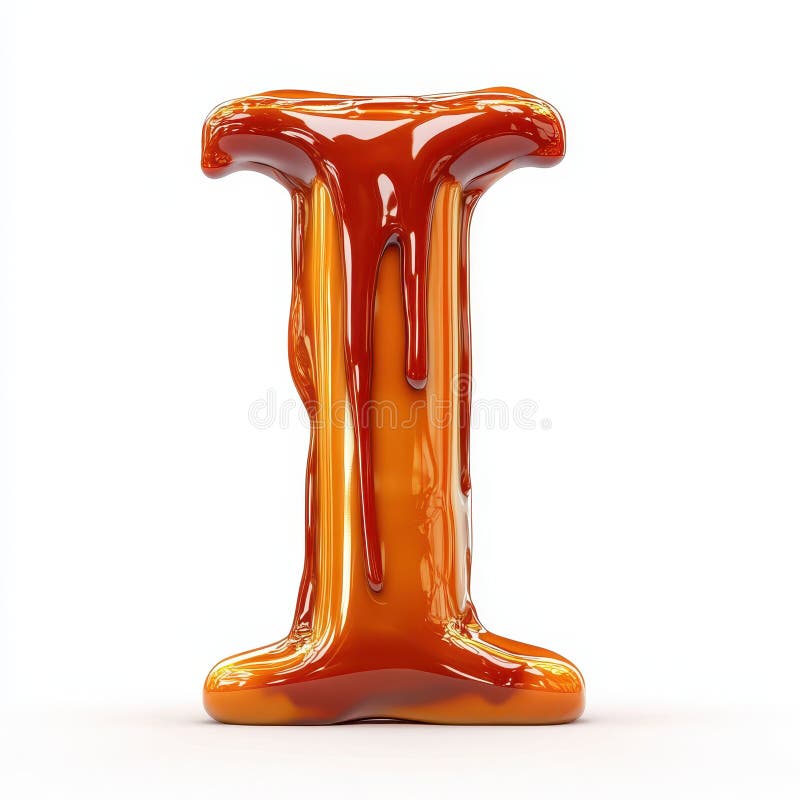 A Stylized Letter "I" Dripping with a Glossy, Caramel-like Substance ...
