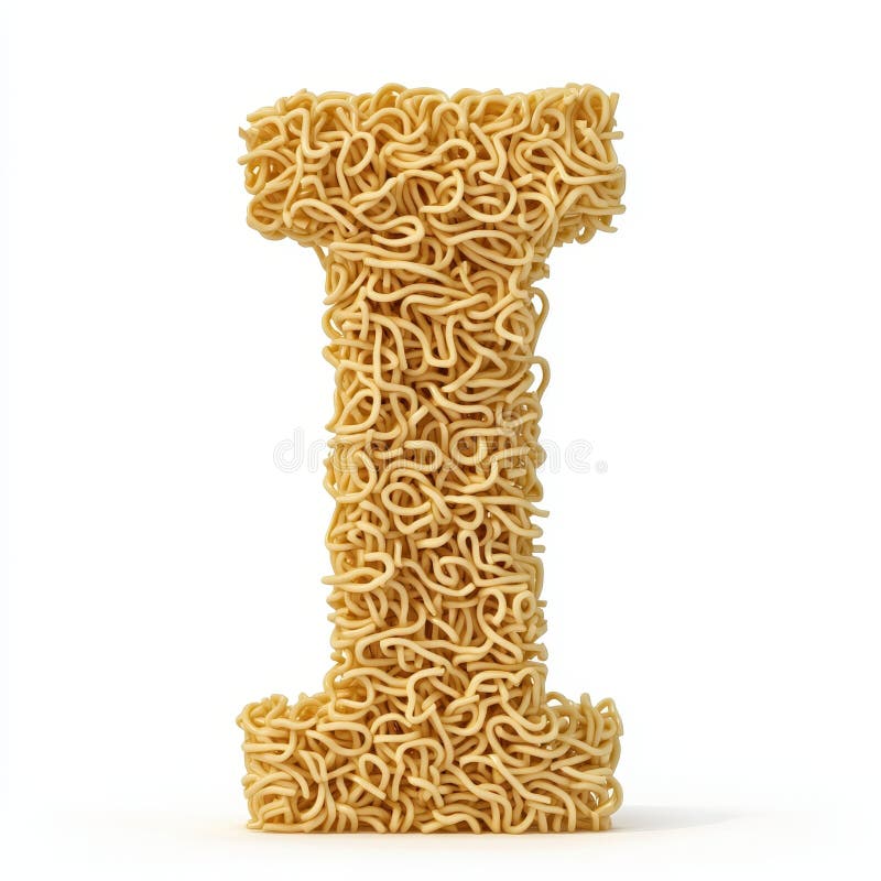 A Stylized Letter "I" Made from Intertwined Strands of Yellow Noodles ...