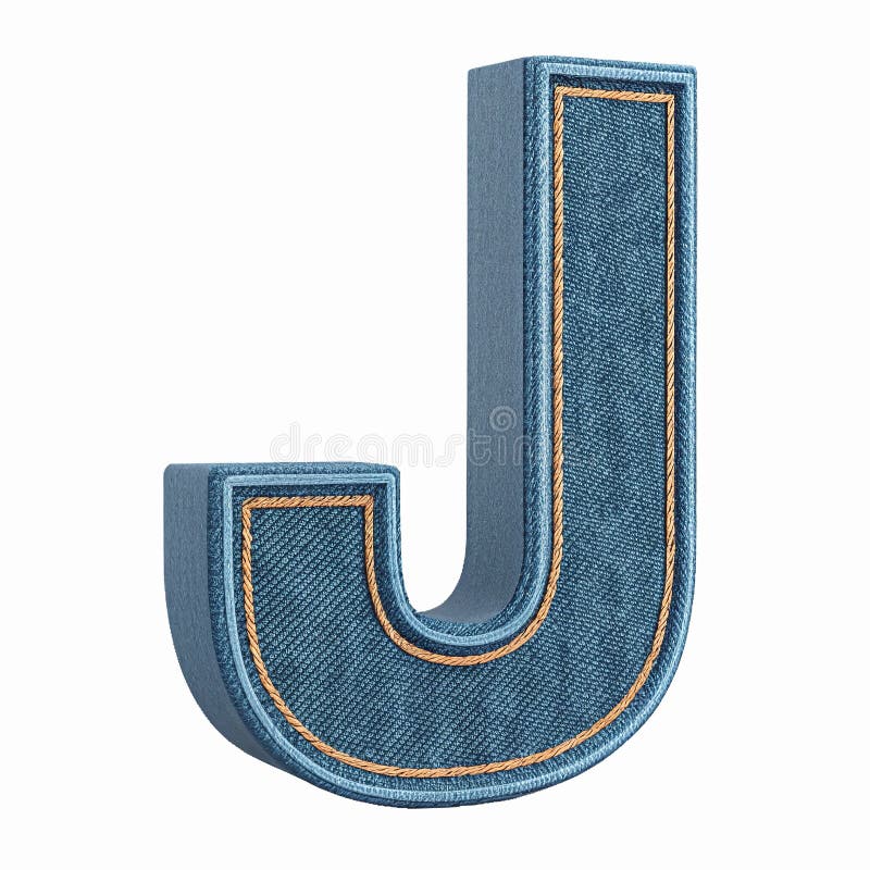 Stylized Letter J in Denim Texture with Stitching Details on ...