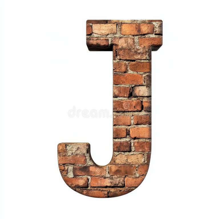 A Stylized Letter J Designed with a Brick Texture, Showcasing a ...