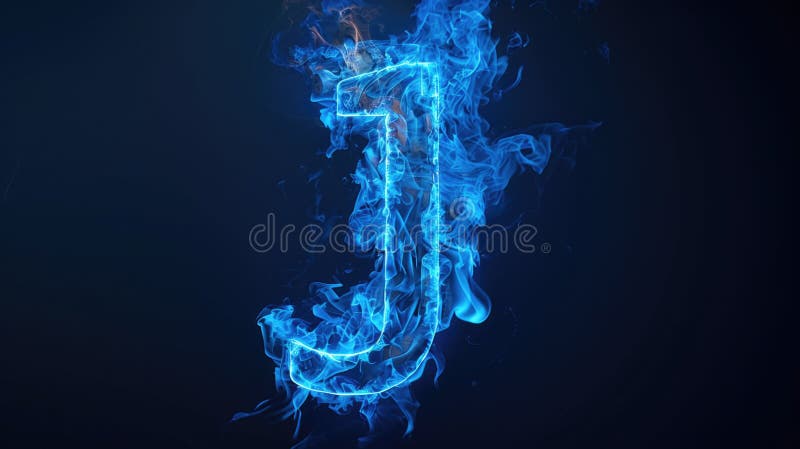A Stylized Letter J Made of Blue Smoke on a Dark Background Stock Image ...