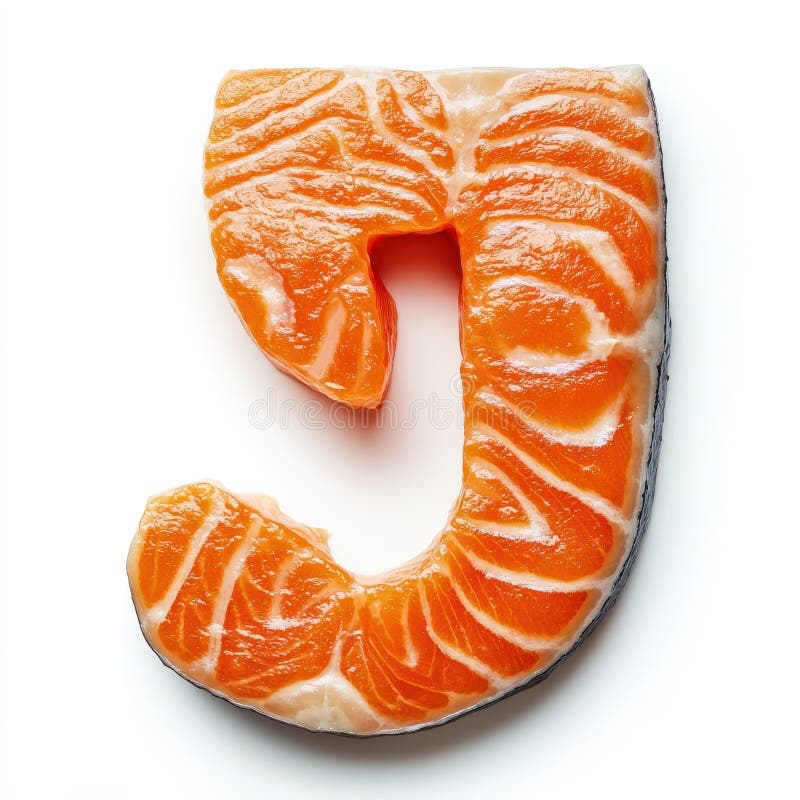 A Stylized Letter J Made from a Salmon Steak, Showcasing Its Vibrant ...