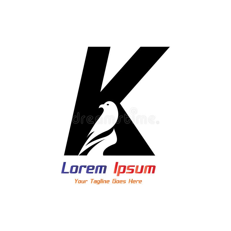 Stylized Letter K with Bird Inside Stock Vector - Illustration of font ...